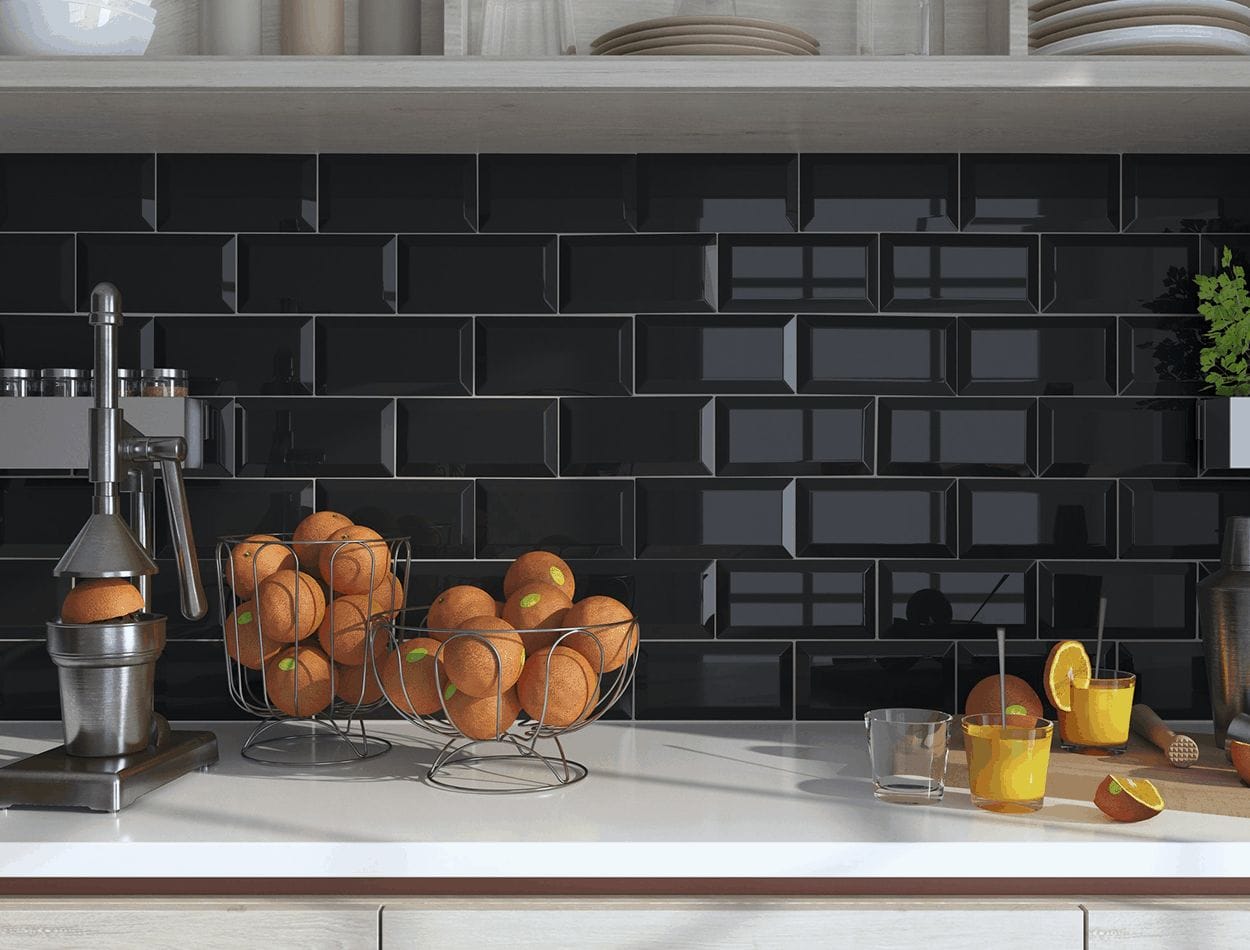 Biselado Black Bevelled Metro Wall Tile 20x10 - EMC Tiles