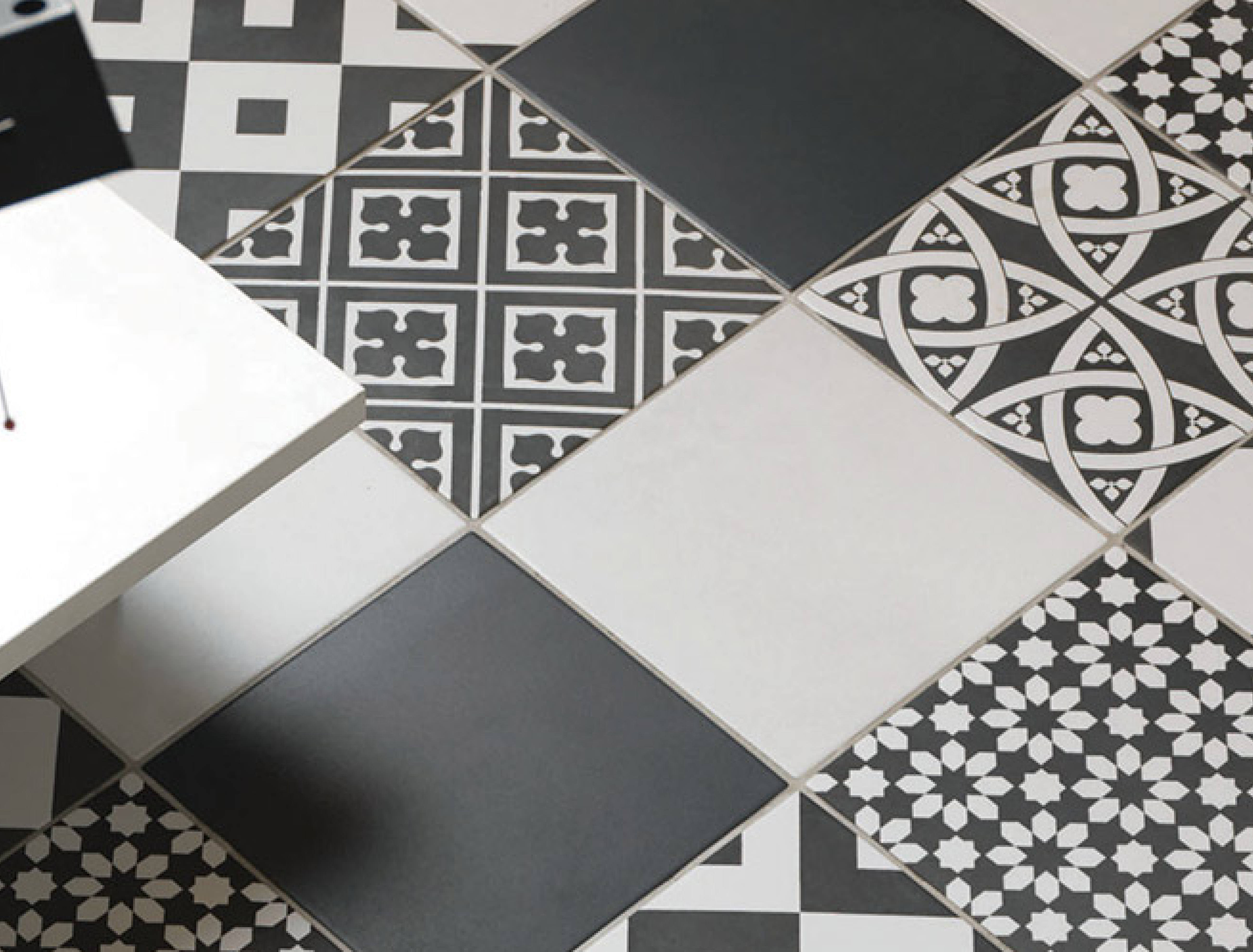 Neo Mix Black, White Pattern Floor, Wall Tile 20x20 - EMC Tiles